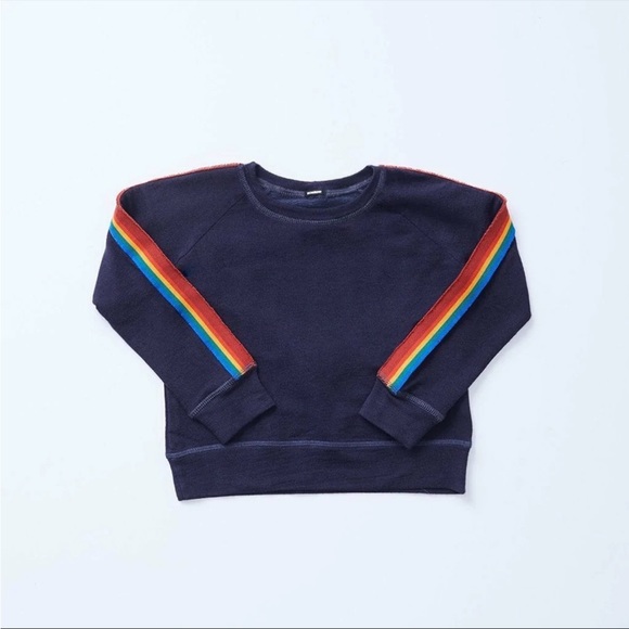 Monrow | Sweaters | Monrow Blue Rainbow Stripe Pullover Sweater | Poshmark